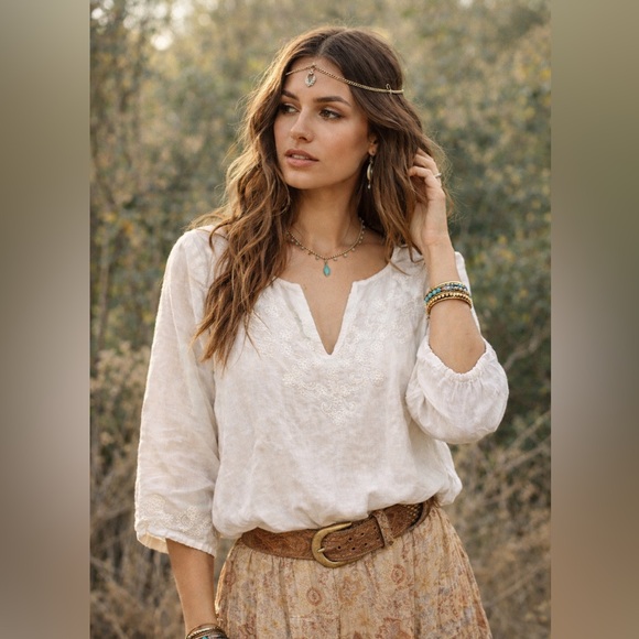 Edward Irish Linen | Tops | Edward White Linen Embroidered Peasant ...